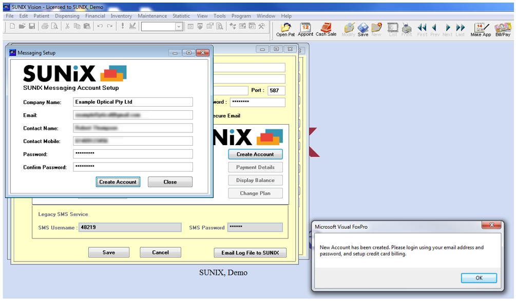 SMS Setup Instructions - SUNIX Retail Practice Management Solutions